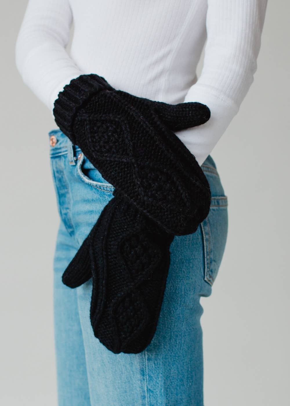 Black Cable Knit Mittens – Style Lust Shop