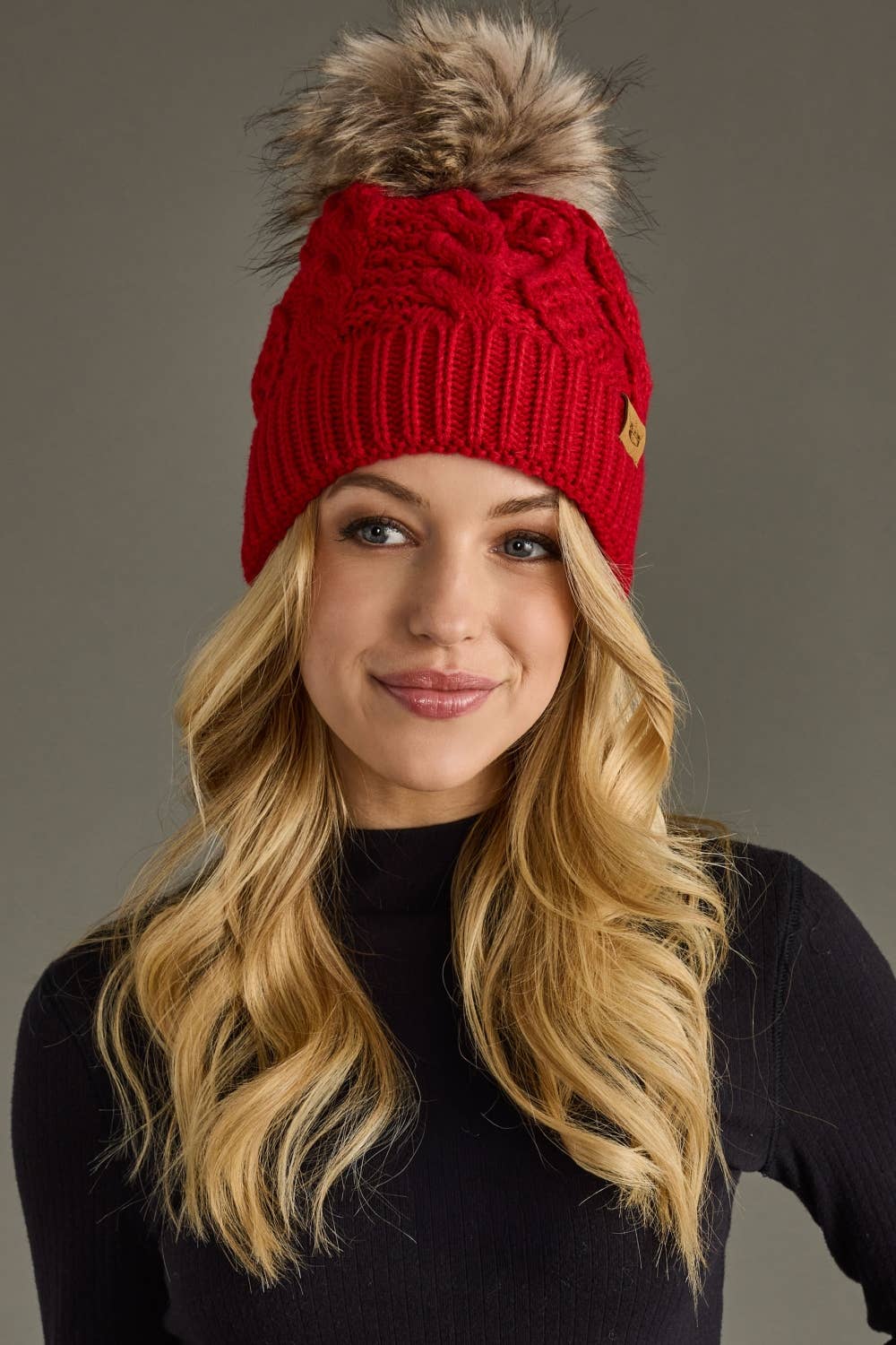 Red Cable Knit Pom Hat – Style Lust Shop